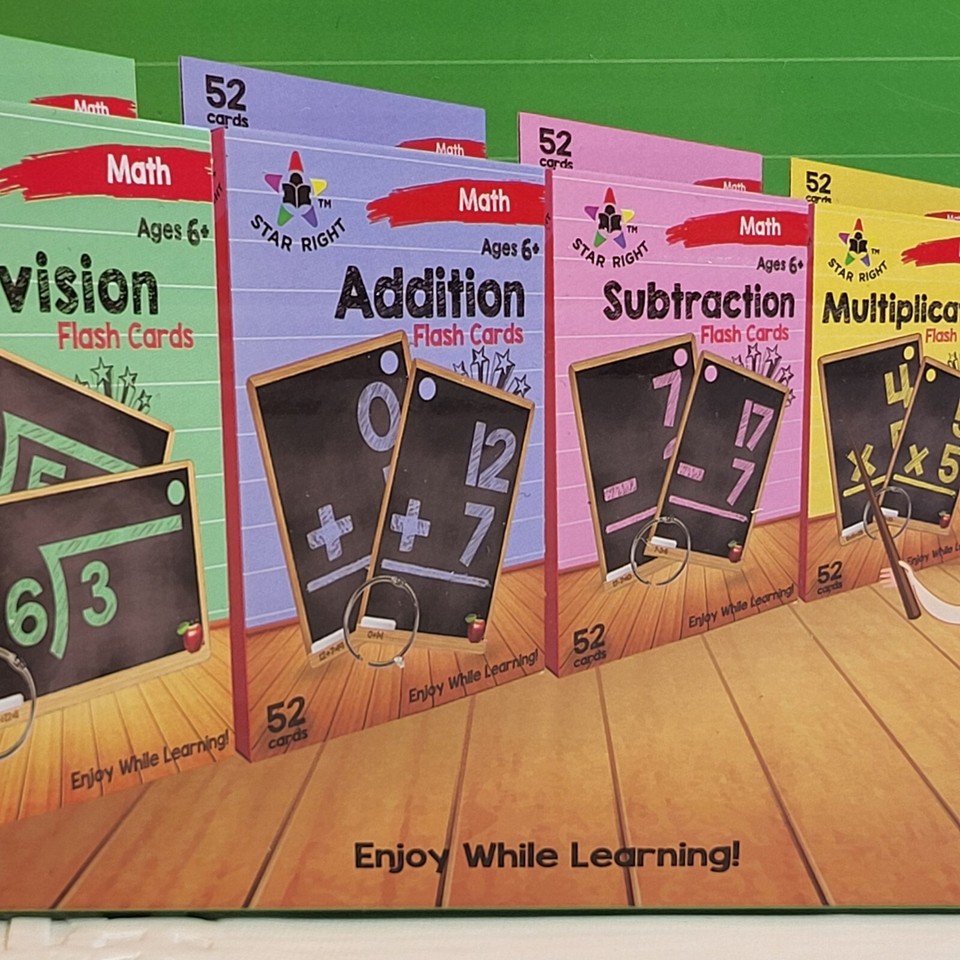 Flash Cards Star Right Math, Subtraction, Division, Multiplication ...