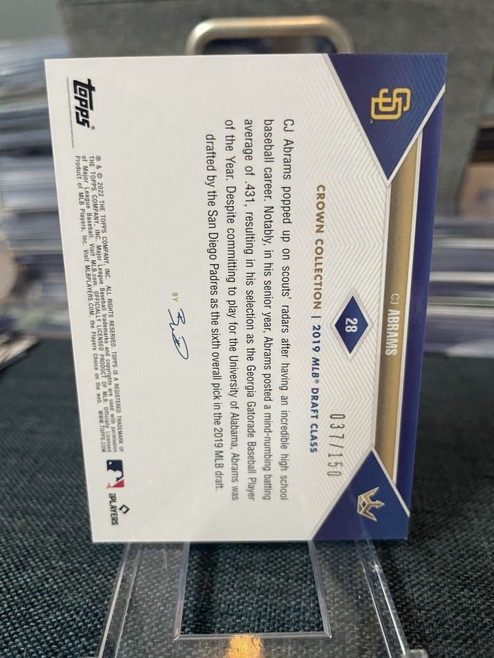 2022 Topps X Bobby Witt, Jr. CROWN CJ ABRAMS RC! S- #'d /150 | eBay