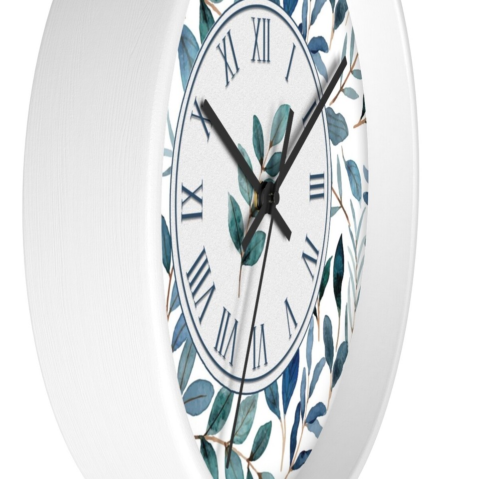 Eucalyptus Botanical Wooden Wall Clock #1, 10" Round, Country Farmhouse ...