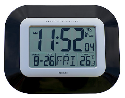 Radio Controlled Wall Clock or Desk Clock Large LCD UK & Ireland ...
