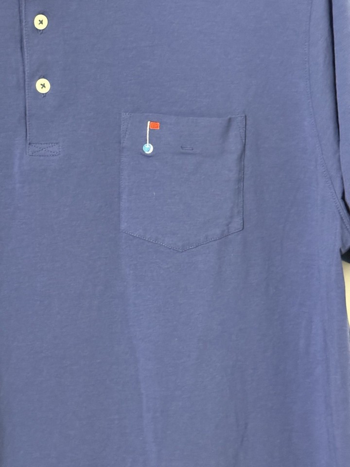B Draddy Mens Gold Polo Shirt XXL Blue Pocket Flag Logo Performance | eBay