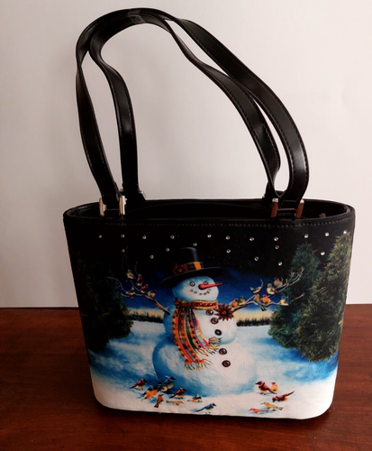Christmas Winter Snowman Purse with Metal Feet Rhinestones Birds | eBay