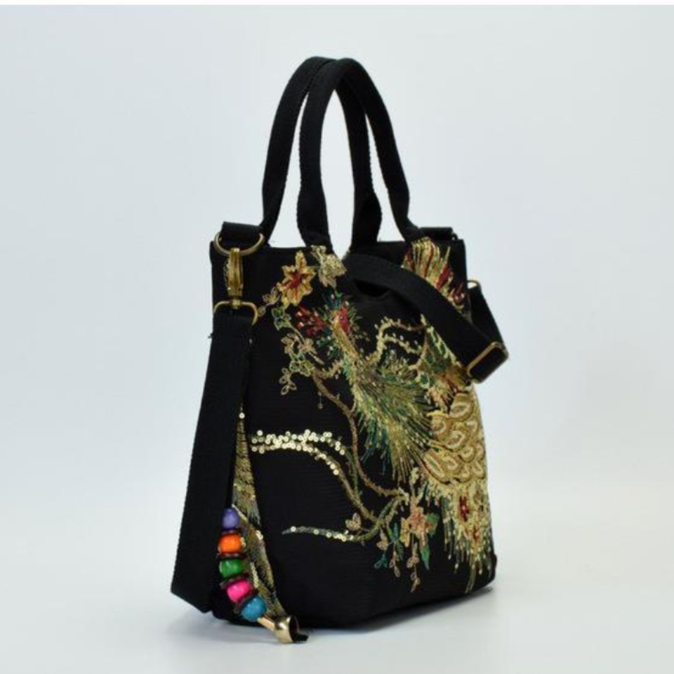 Lady Sequin Embroidery Bags Ethnic Canvas Handbag Shoulder Retro ...