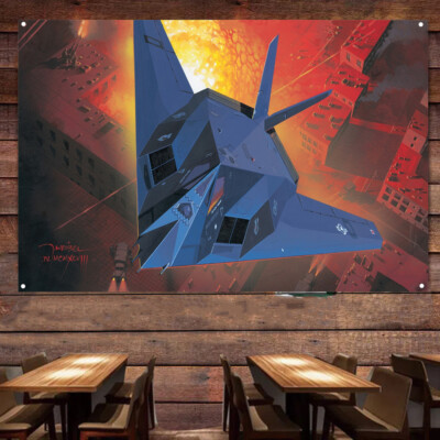 US F-117A Nighthawk Stelth Fighter Banner Flag Aviation Art Poster Wall ...