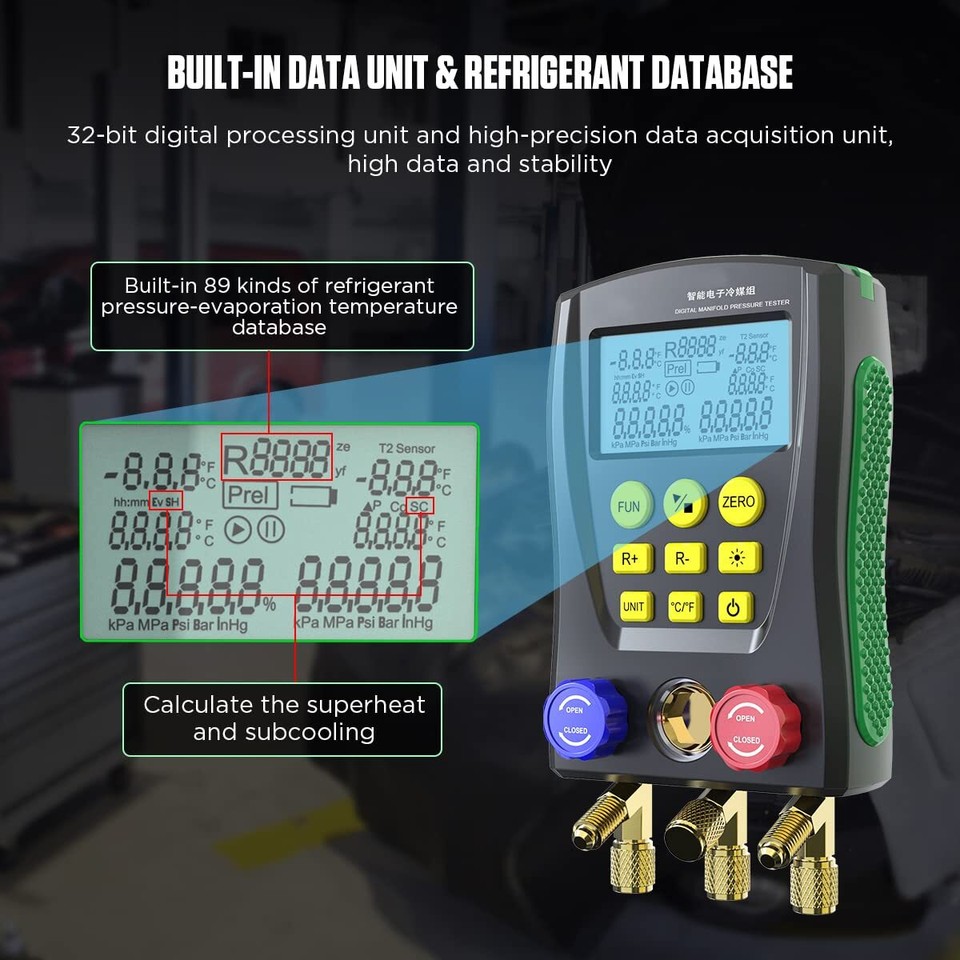 Digital Manifold Gauges Set HVAC Gauges Refrigeration Gauges Pressure ...