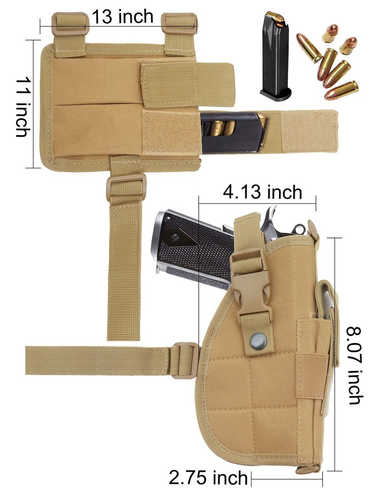 Tactical Adjustable Shoulder Gun Holster with Dual Magazine Pouch ...
