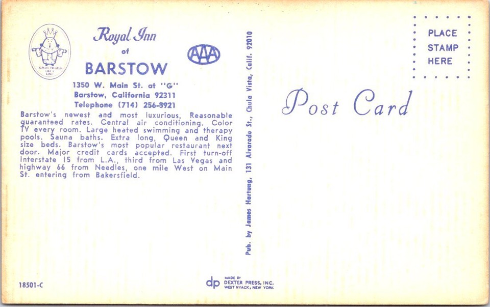 Royal Inn, BARSTOW, California Chrome Advertising Postcard | eBay