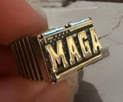 TRUMP 2024 MAGA Silver Gear Head Ring USA Size 14 | eBay