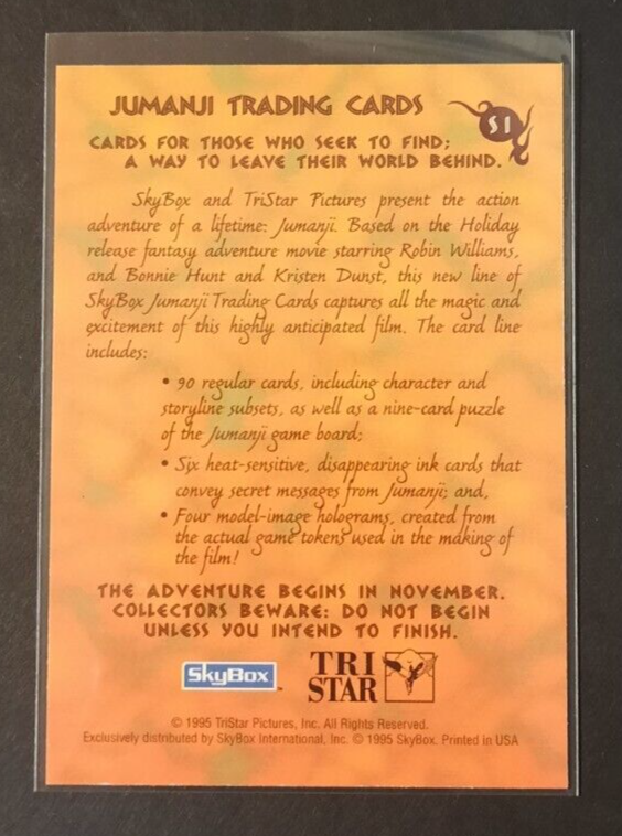 JUMANJI Trading Cards Robin Williams Promo Card #S1 Skybox 1995 | eBay