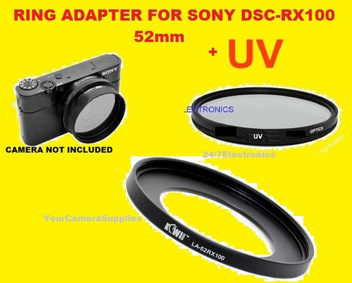 ADAPTER RING+UV FILTER AptTo CAMERA SONY DCR-RX100M2 RX100M3 RX100M4 ...
