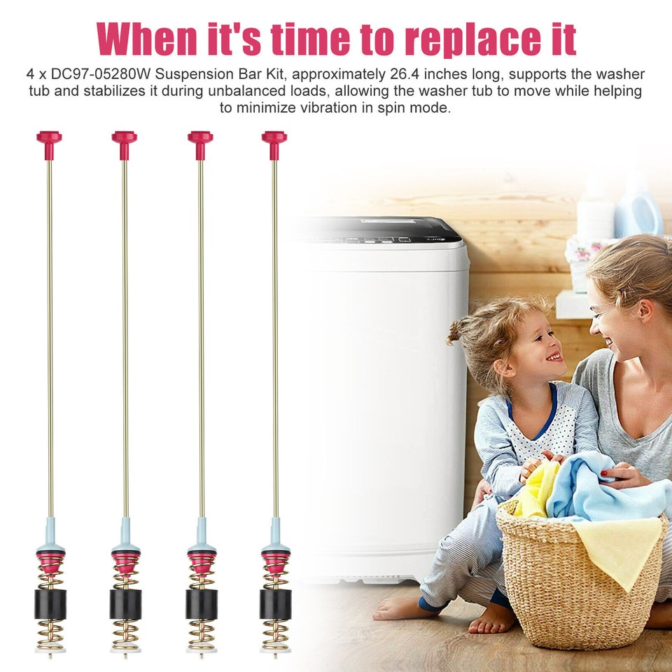 4X Washer Suspension Rods DC97-16350V For Samsung Washer WA54R7200AV ...