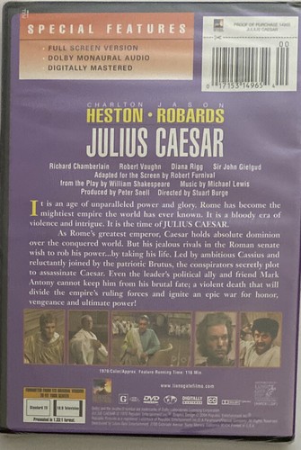 Julius Caesar (dvd) Charlton Heston Jason Robards Richard Chamberlain ...