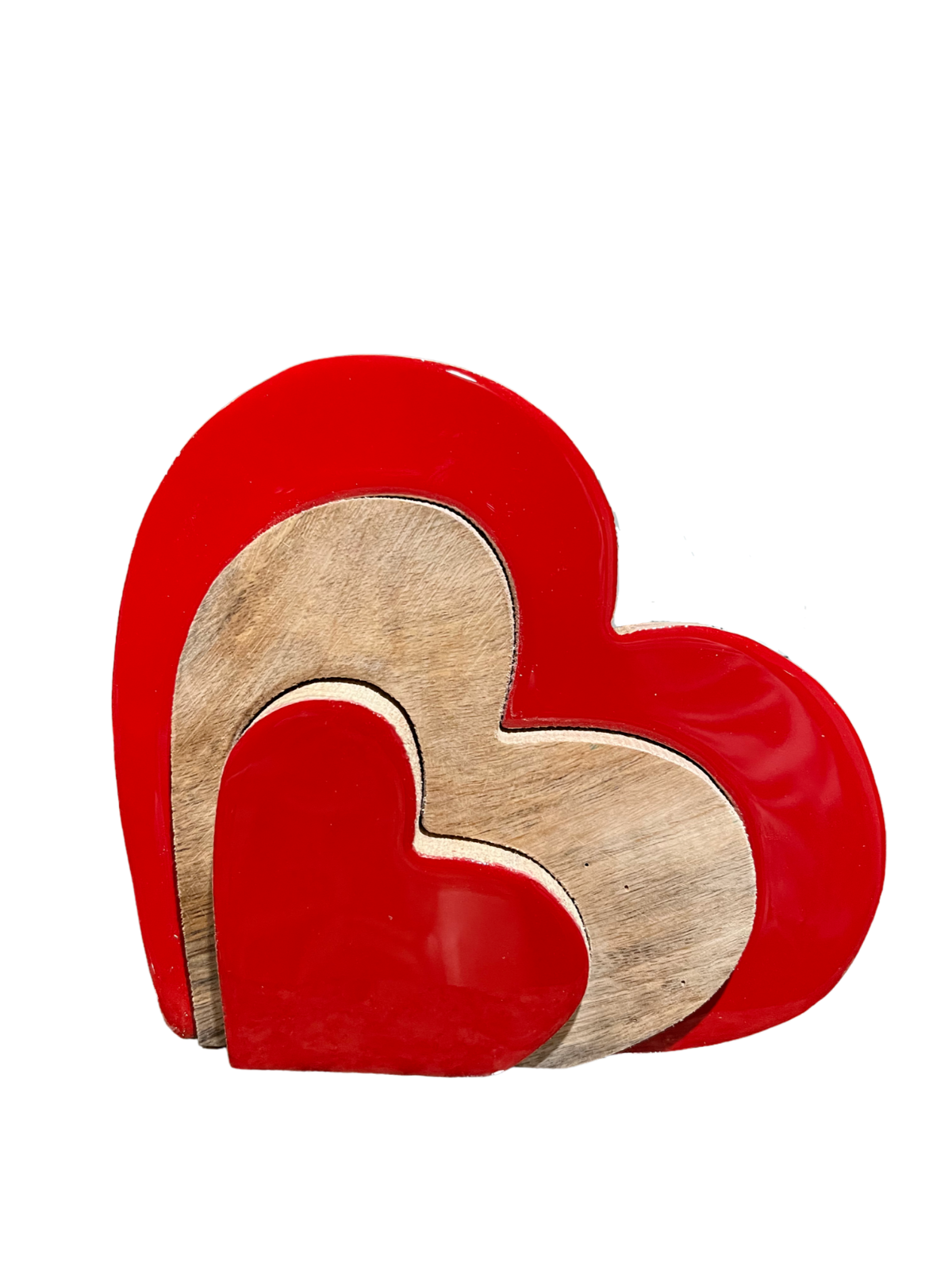 Wooden Three Piece Heart Puzzle Table Decor Valentine Mother's Day Gift ...