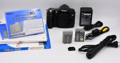 NIKON D80 SLR CAMERA BODY, REPAIR OR PARTS ONLY W/EXTRAS, FAILS TO ...