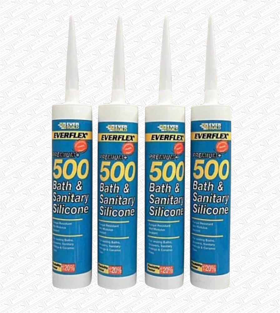 4 x EVERBUILD Everflex 500+ Premium Grade Bath & Sanitary Silicone ...