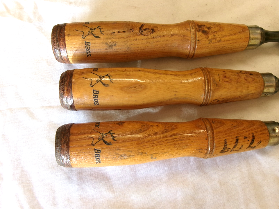 GRADUATED SET OF 3 BUCK BROTHERS GOUGE CHISELS-SIZES: 1", 1 1/4", and 1 ...