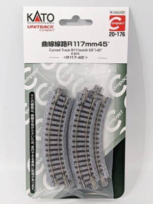 New N gauge Kato Unitrack Compact 20-176 R117-45 Curved Track (4pc ...
