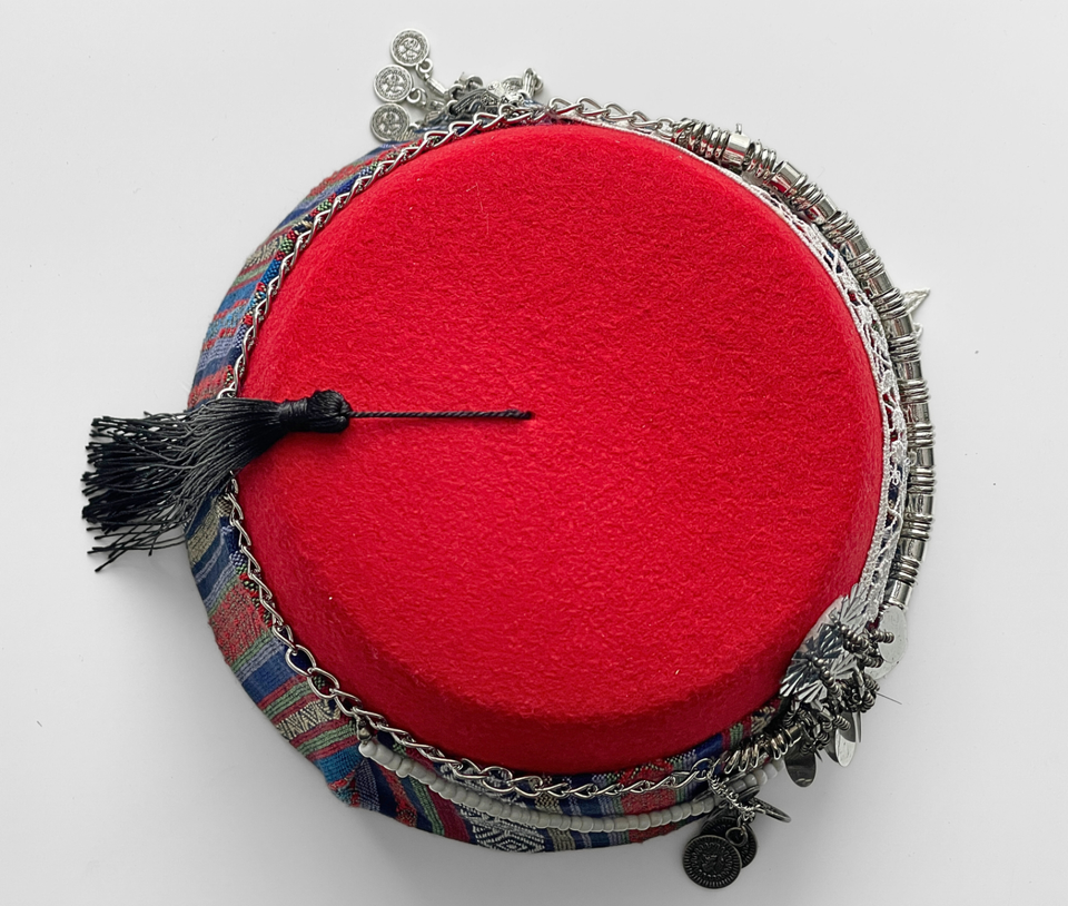 Handmade Fez Hat, Traditional Turkish Hat with Silver Coins, Tribal ...