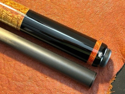 TNT Custom Pool Cue 1 of 1 With Carbon Fiber Shaft. Red Black Ash Burl ...
