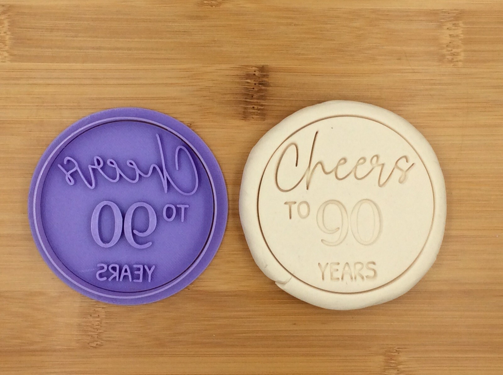 Cheers To 90 YEARS Ninety 90th Birthday Cookie Cutter Embosser Fondant ...