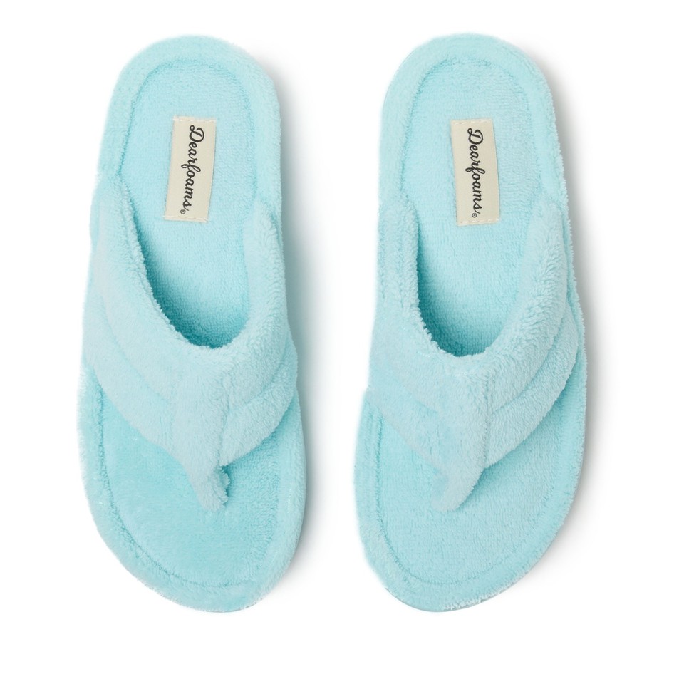 Dearfoams Women's Wrenley Terry Thong Flip Flop House Slipper | eBay