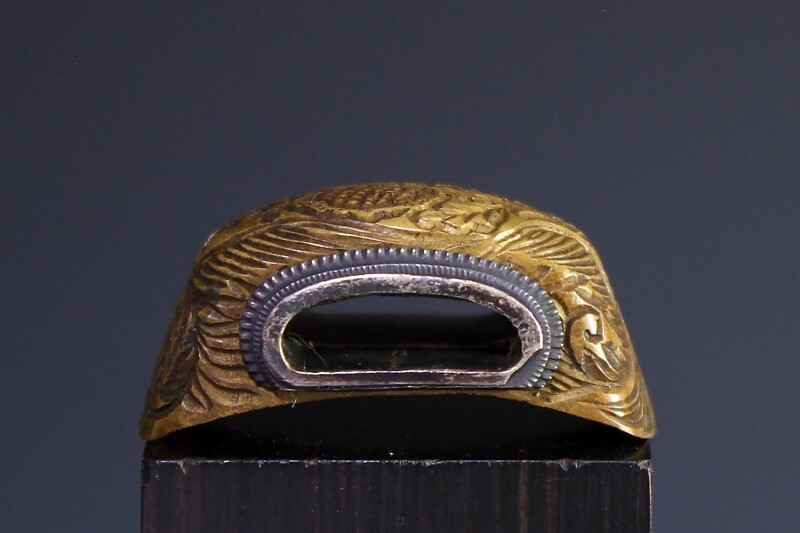 Japan Antique Edo Fuchi Kurigata 唐花図 katana koshirae sword nihonto ...