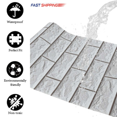 10m Grey Brick Stone Wallpaper Self Adhesive Vinyl Wall Decor Sticker ...