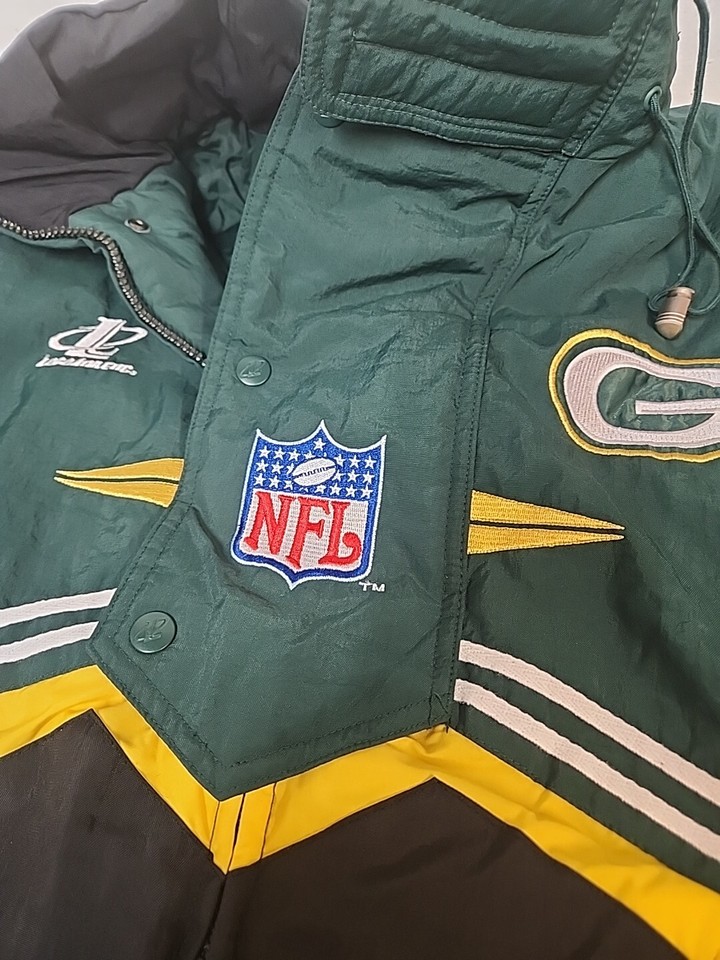 Green Bay Packers NFL Vintage 90's Logo Athletic Pro Line Light Zip ...