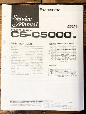 Pioneer CS-C5000 Speaker Service Manual *Original* | eBay