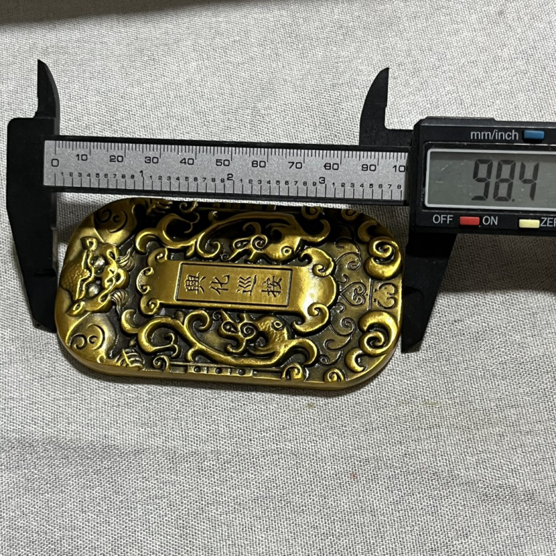 Chinese Antique Gold Plated Dragon Pattern Token Statue Pendant Qing ...