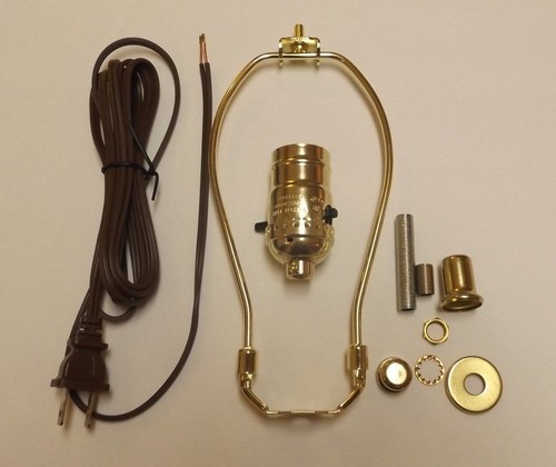 TABLE LAMP WIRING KIT WITH PUSH THRU SOCKET, 6" HARP, BROWN CORD SET ...