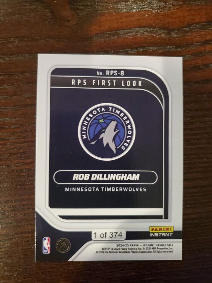 Rob Dillingham 2024-25 Panini Instant #RPS-8 RPS First Look Rookie Card ...