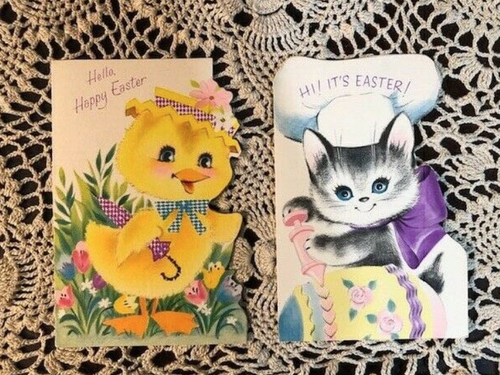 2 Vintage Rust Craft Easter Kitten and Chick Greeting Cards Unused | eBay