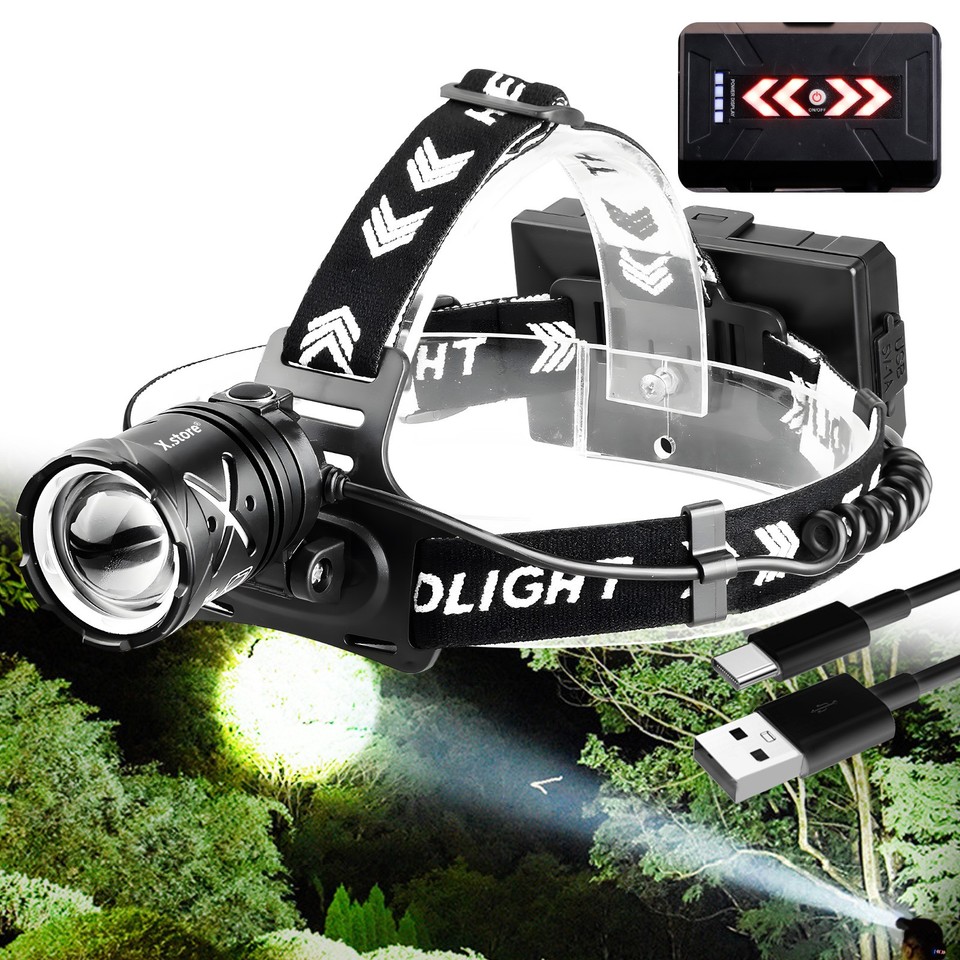 X.store Super Bright 30W LED Headlamp Rechargeable Waterproof Portable ...