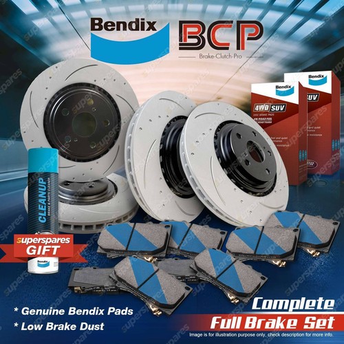 F + R BCP Slotted Brake Rotors Bendix Pads for Nissan Pathfinder R51 17 ...