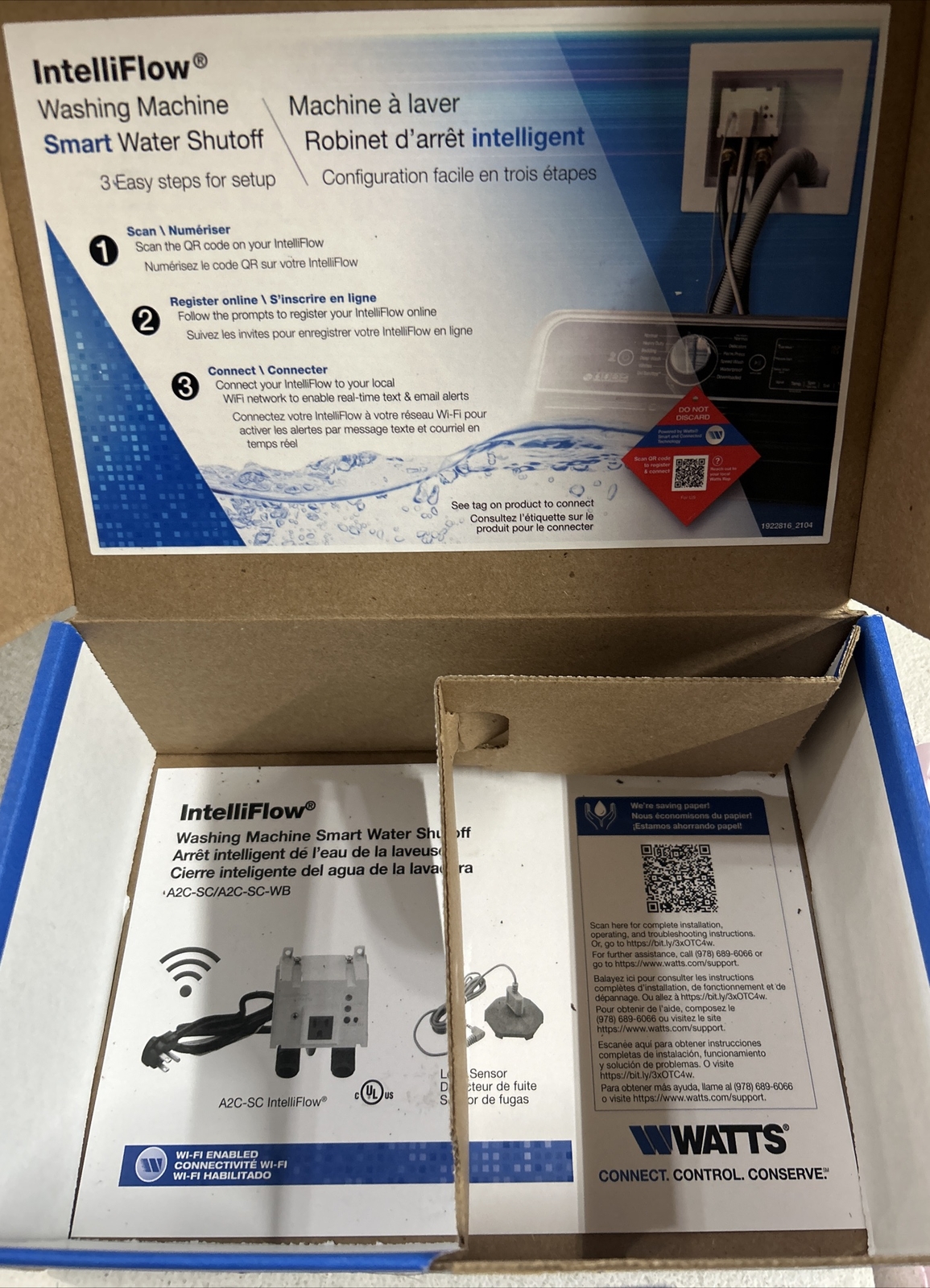 Watts Intelliflow A2C-SC - 1/2 Washing Machine Smart Water Shutoff ...