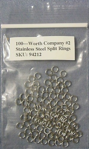 100 Worth Company #2 Std. Stainless Steel Split Rings 40# test Made in ...