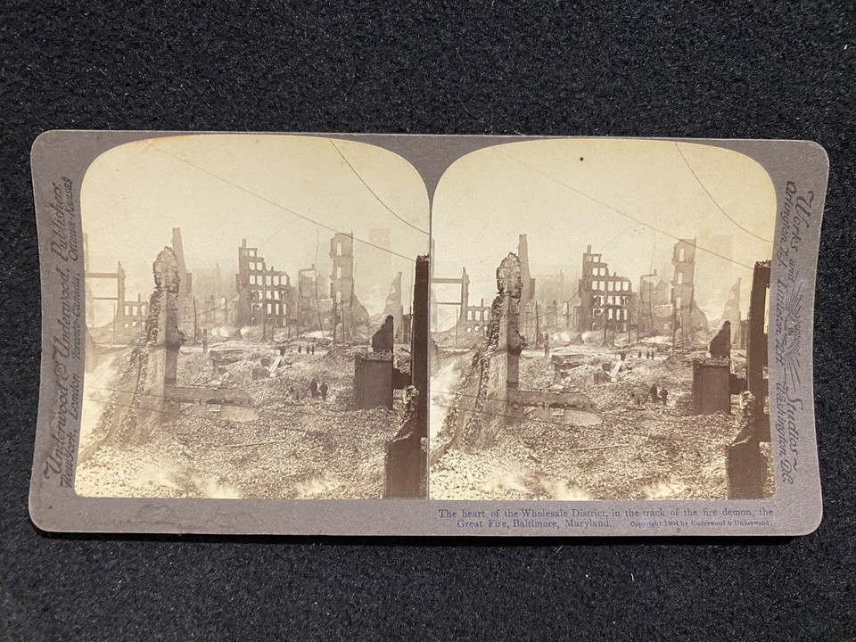 Baltimore Maryland MD Great Fire Ruins 1904 Antique Stereoview SV Photo ...