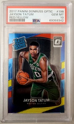 2017 Optic Jayson Tatum Red Yellow PSA 10 GEM MINT Rated Rookie #198 ...