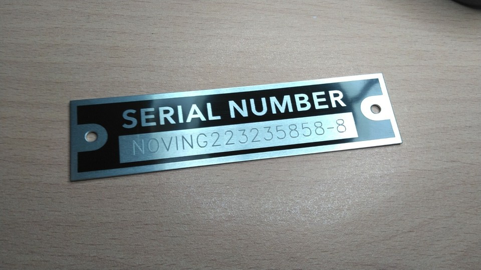 Premium Heavy Duty ENGRAVED SERIAL NUMBER PLATE DATA IDENTIFICATION ID ...