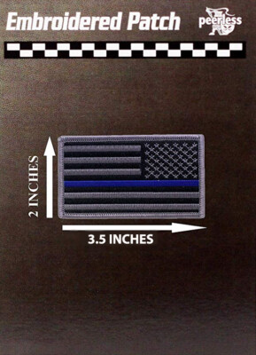 Blue Line Flag Patch Grey 2" x 3.5" Reverse | eBay