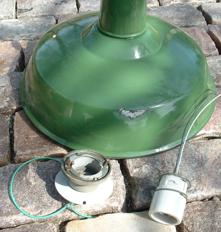 (2) VTG Appleton 18" Flush Mount Industrial Green Barn Porcelain Light ...