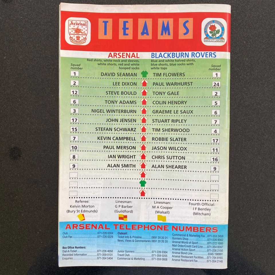 ARSENAL Football Programmes YOU CHOOSE 1993 96 97 98 99 2000 01 02 05 ...