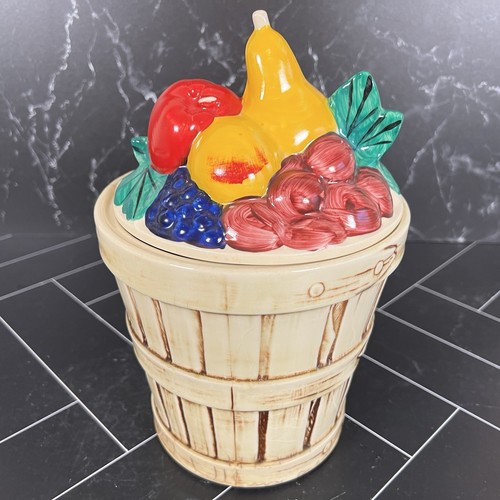 Vintage McCoy Pottery Fruit Apples Pears Peaches Bushel Basket Cookie ...