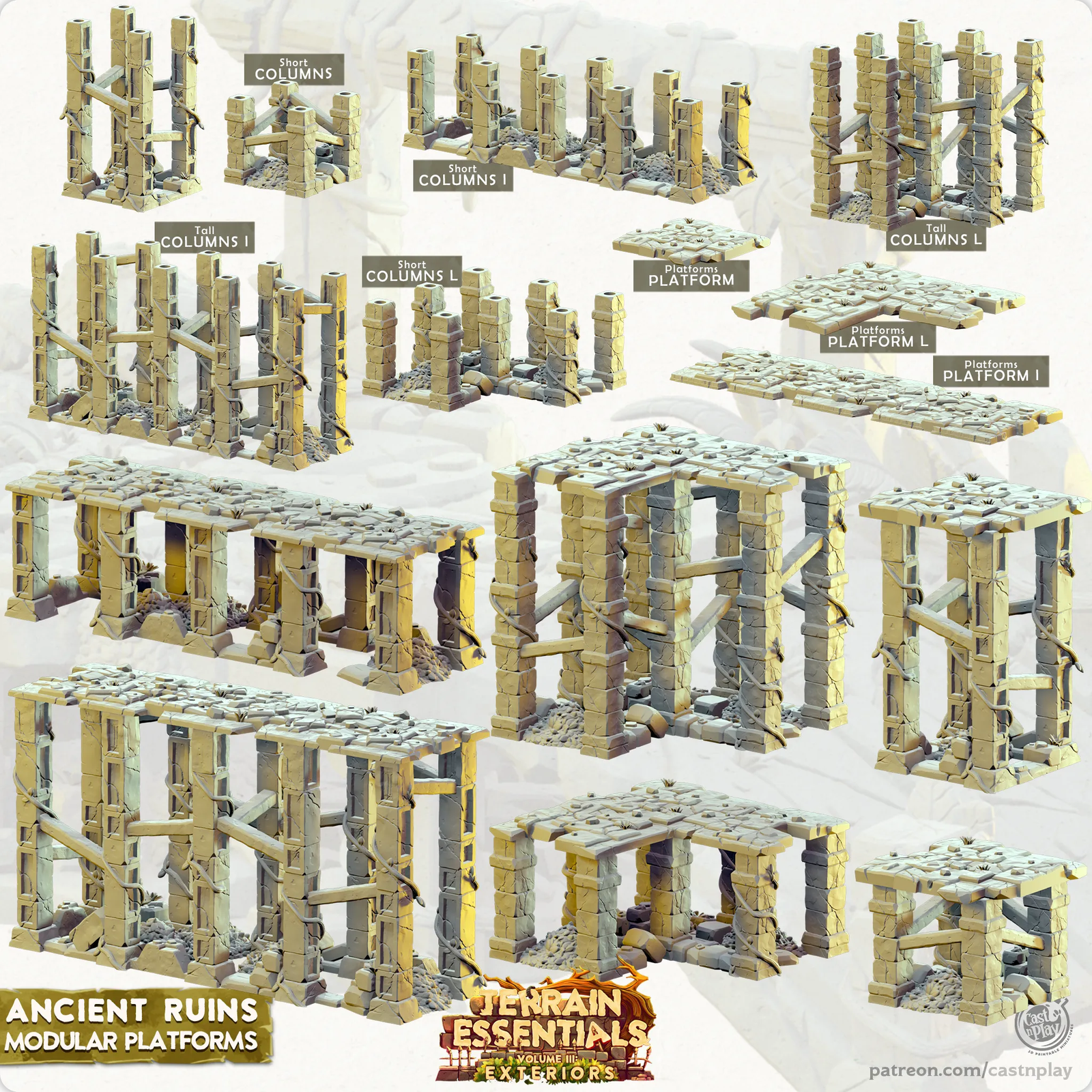 Ancient Ruins Set | TTRPG Scatter Diorama Dollhouse Miniature | Terrain ...