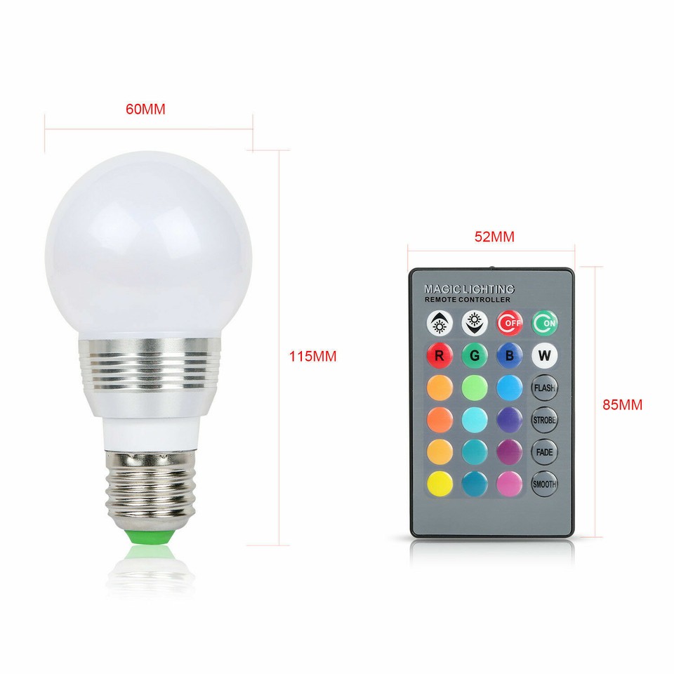 16 Color Changing Magic Light E27 3W RGB LED Lamp Bulb + Wireless ...
