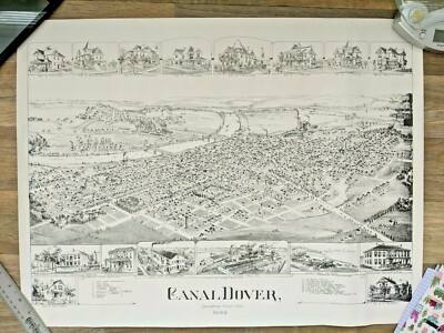 Canal Dover, Tuscarawas County, Ohio Antique Birdseye Map Poster 19x25 ...