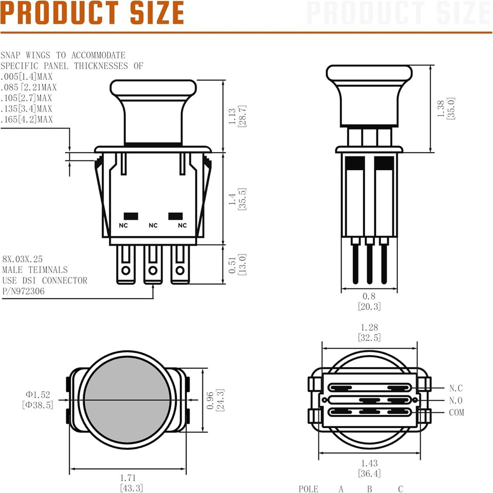 Clutch PTO Switch Compatible with Delta 6201-308 6204-308 Fits RTZ XT2 ...