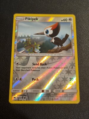 REVERSE HOLO Pokemon Card TCG Sun & Moon Lost Thunder Pikipek 164/214 ...