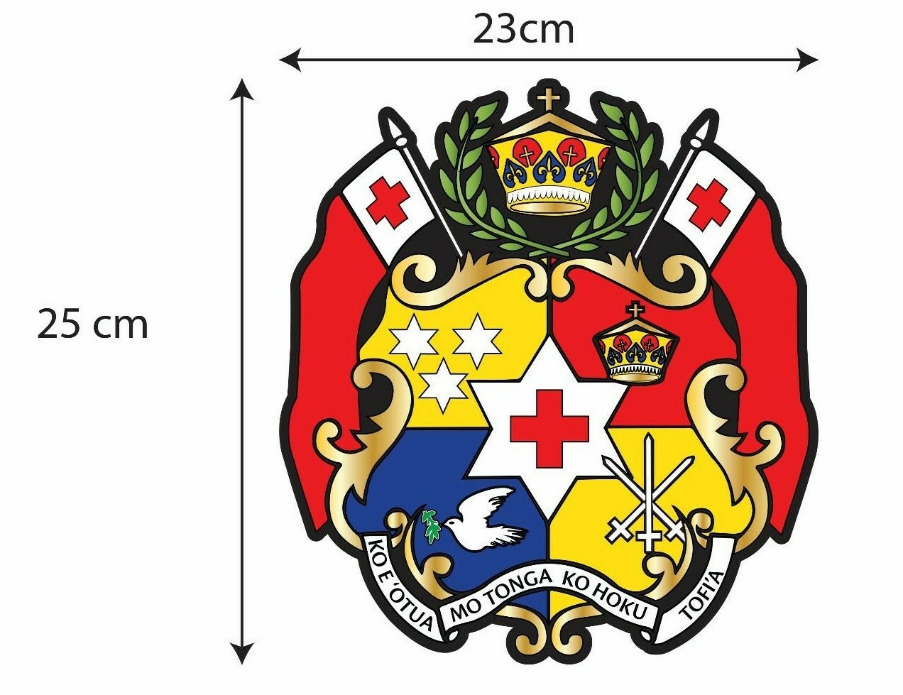 Tonga Flag Tongan Coat Of Arms Waterproof Car Sticker Large 230 X 250mm ...